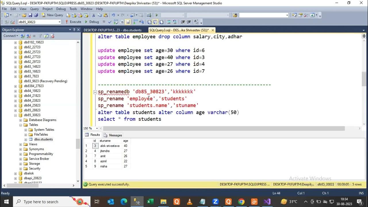 SQL SERVER PART 2 IN HINDI BY PANDIT SIR (09911522747) - YouTube