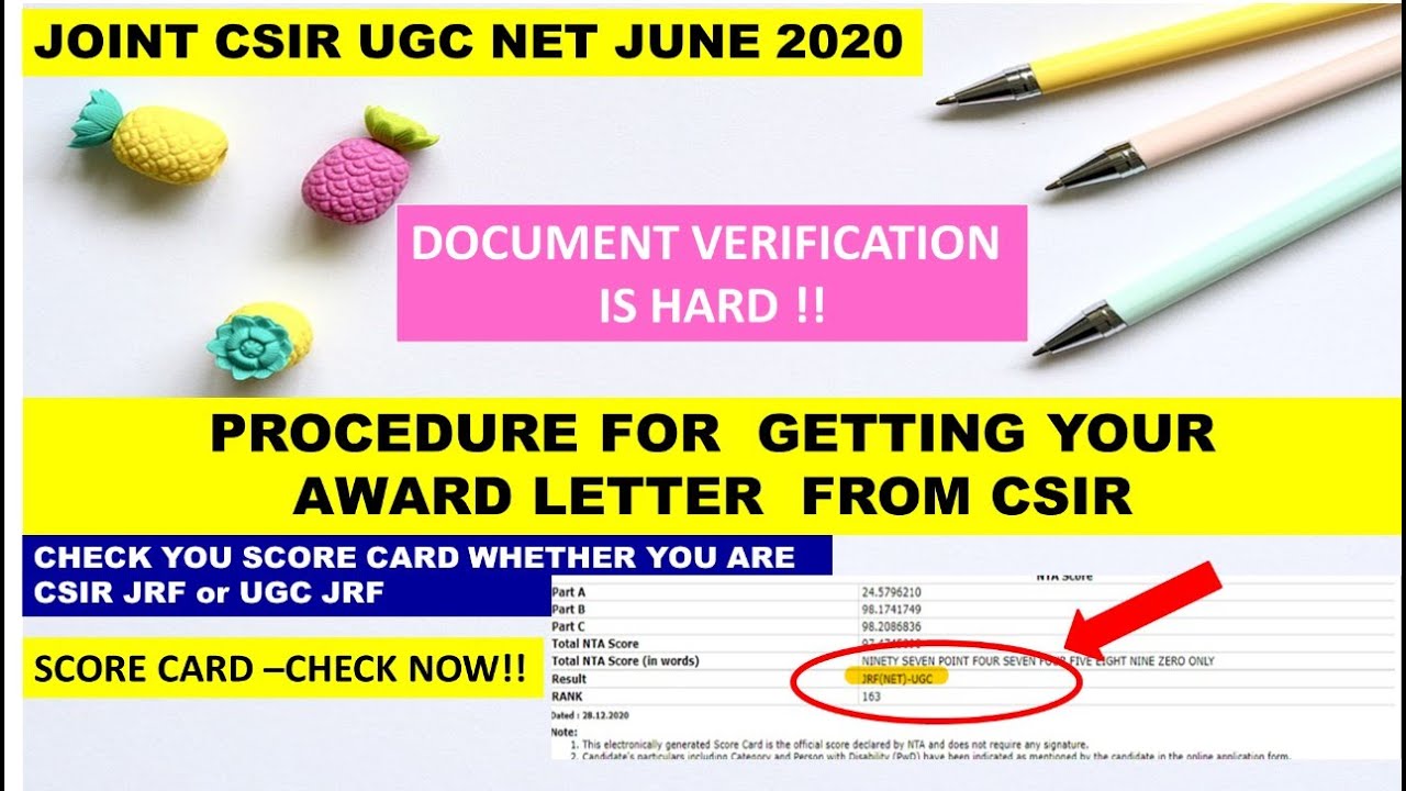 HAVE YOU SEEN YOUR SCORE CARD! IT IS JOINT CSIR UGC NET EXAM |BOTH WILL ...