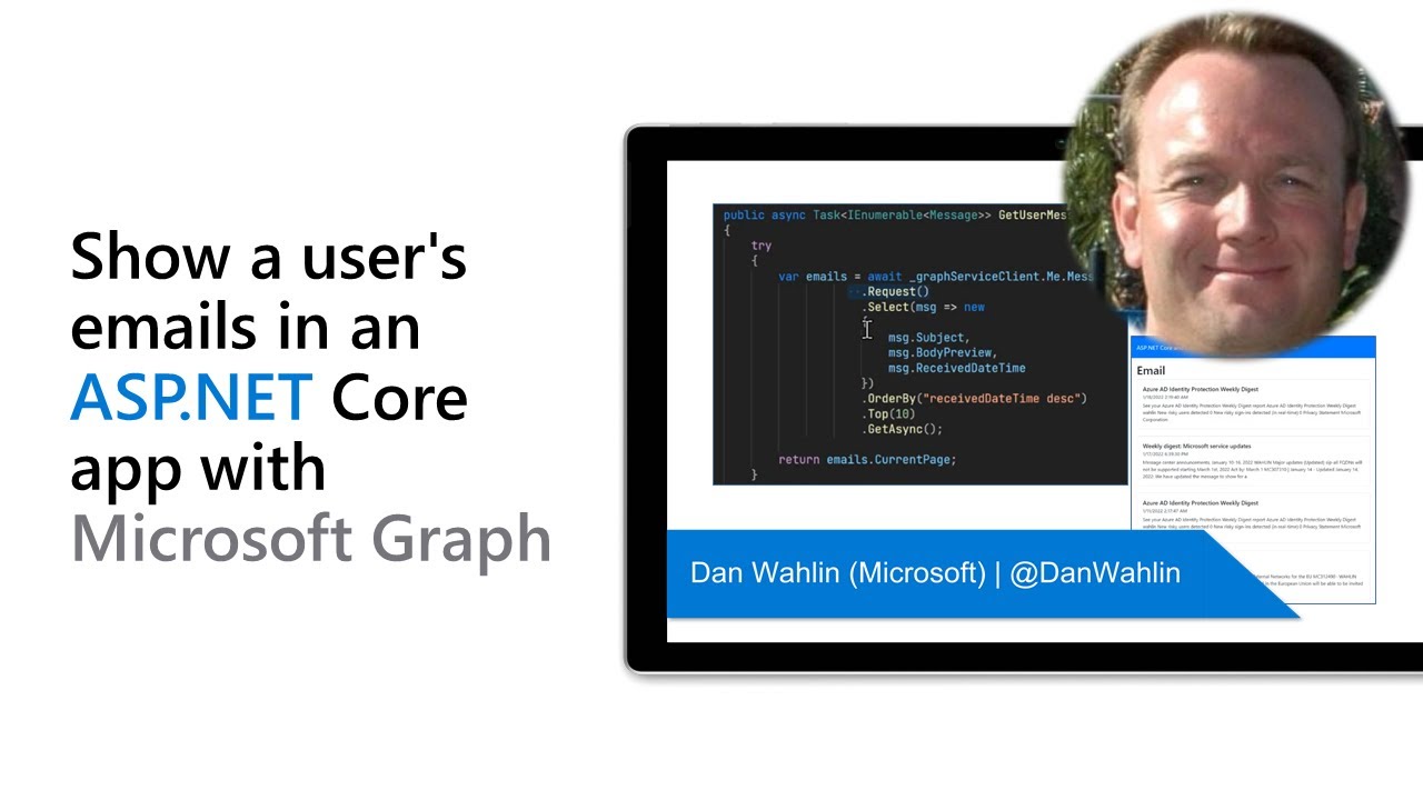 Show a user's emails in an ASP.NET Core app with Microsoft Graph - YouTube