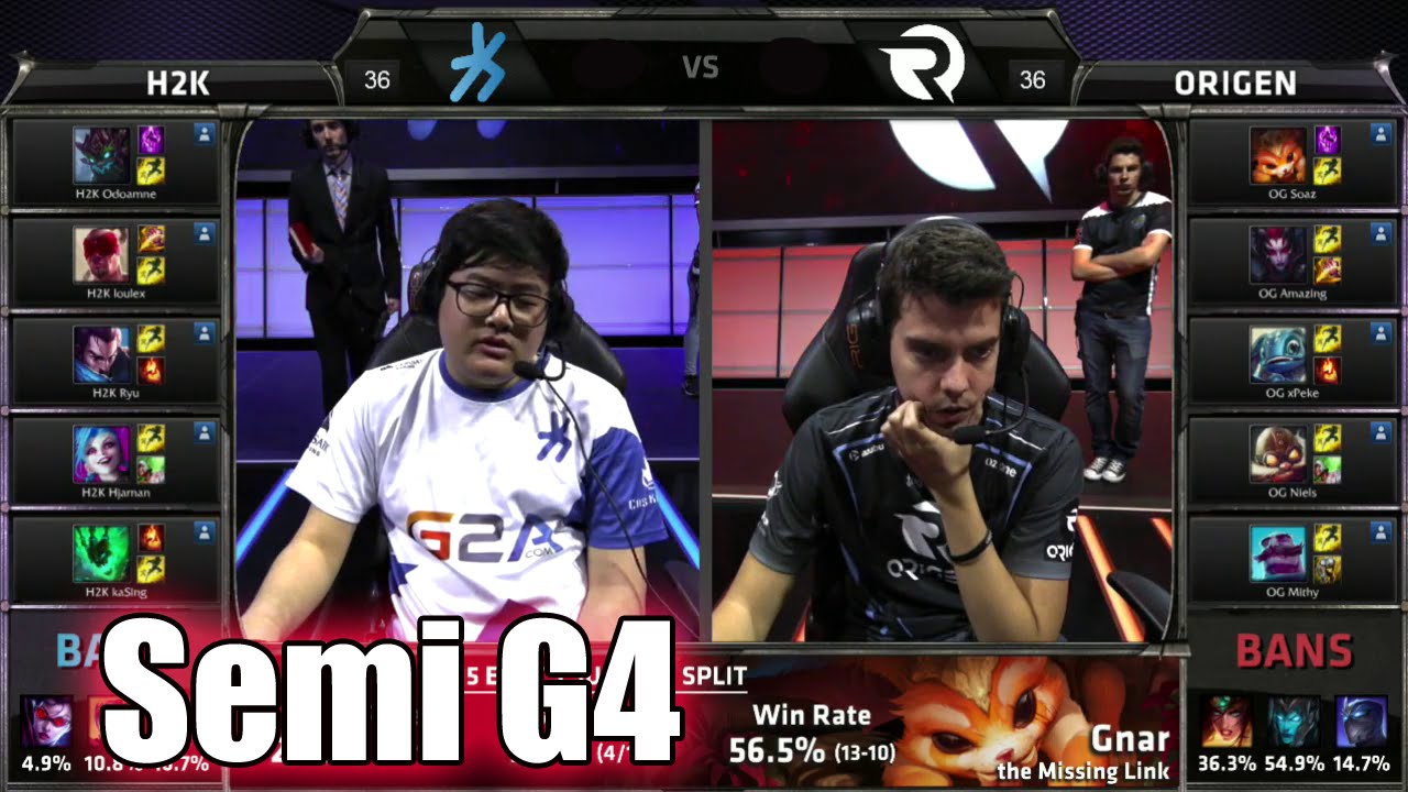 H2K Gaming vs Origen | Game 4 Semi Finals S5 EU LCS Summer 2015 ...