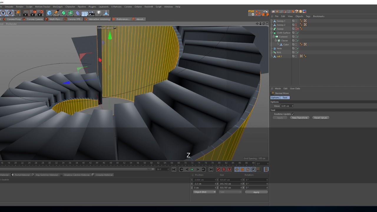 stair modeling c4d - YouTube
