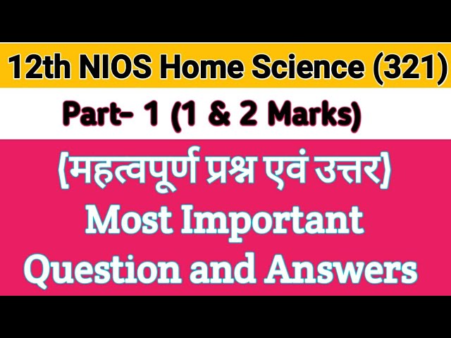 Nios Home Science Class 10 Previous Year Question Paper, 56% OFF