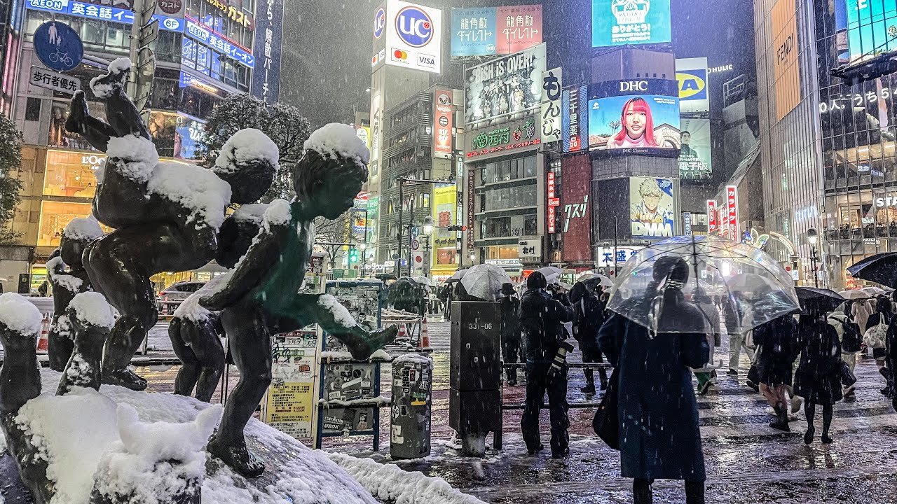 ☃️🇯🇵 SHIBUYA UNDER THE SNOW | First Snow Day Of The Year In Tokyo! [4K ...