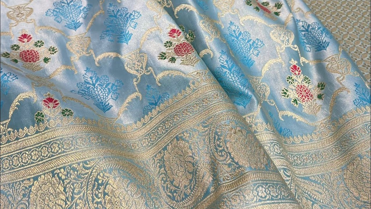 HANDLOOM ALLOVER TILFI FLOWER MEENA WEAVING JAAL DESIGN Fabric MASHRU ...