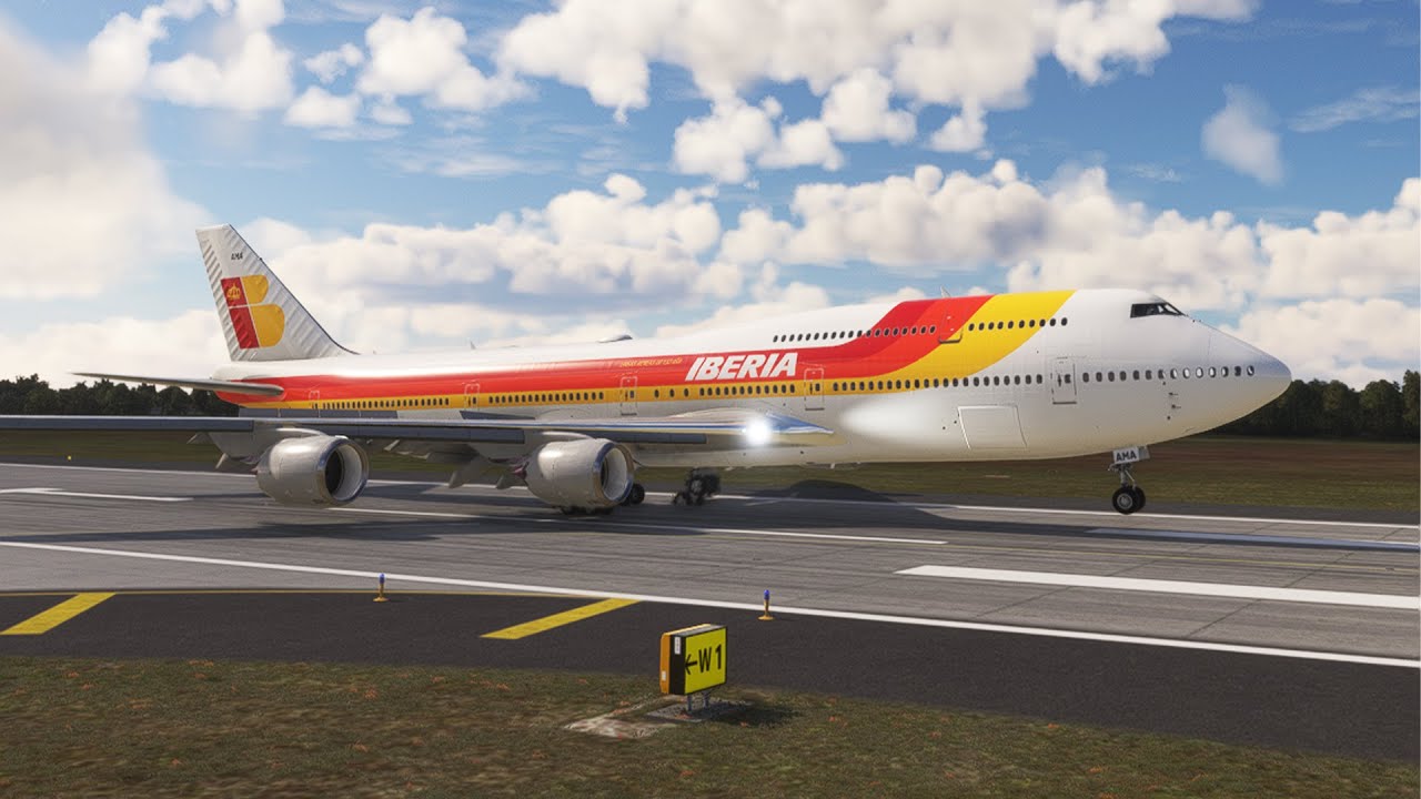 Impossible landing Boeing 747 Iberia Airlines at Tampa International ...