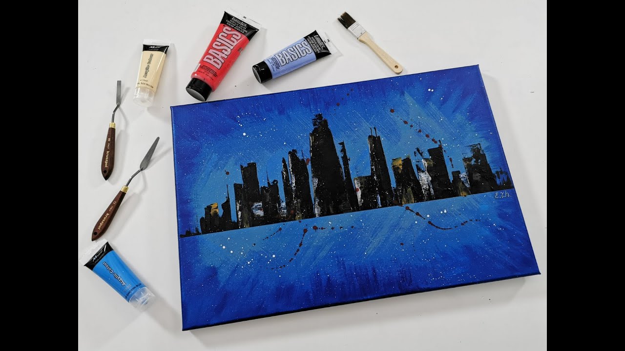 Acrylic Painting Tutorial | "Skyline" by Elena Zhenatova | ARTLIFELENA ...