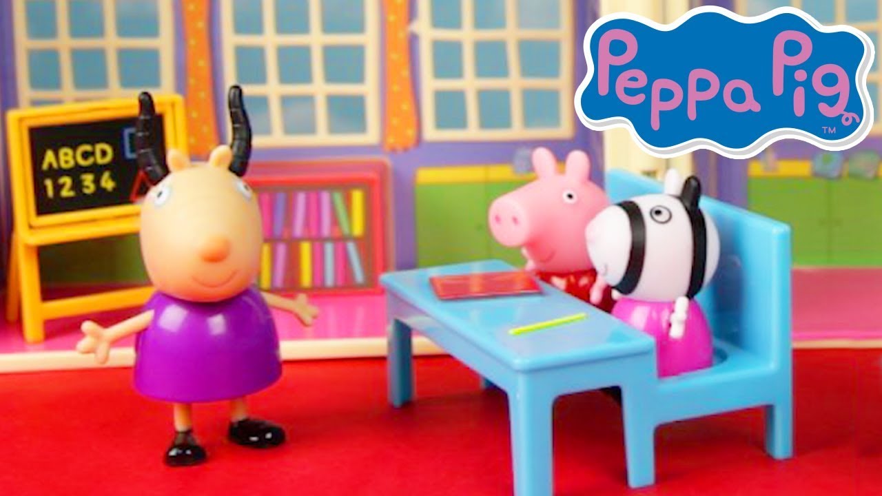PEPPA PIG'S School Playset MADAM GAZELLE, ZOE ZEBRA Toy Review with ...