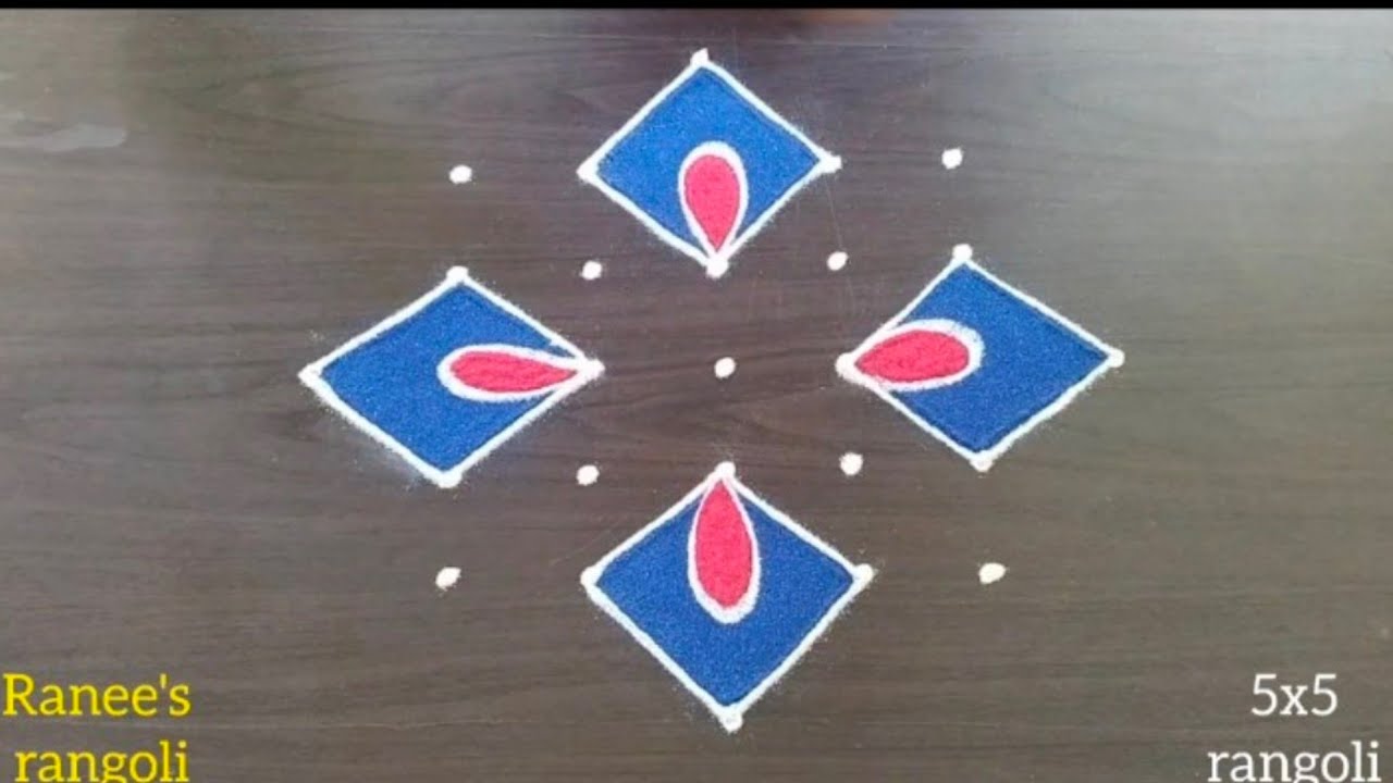 Simple rangoli 5 to 5 | Rangoli for festival with dots | Tipkyanchi ...
