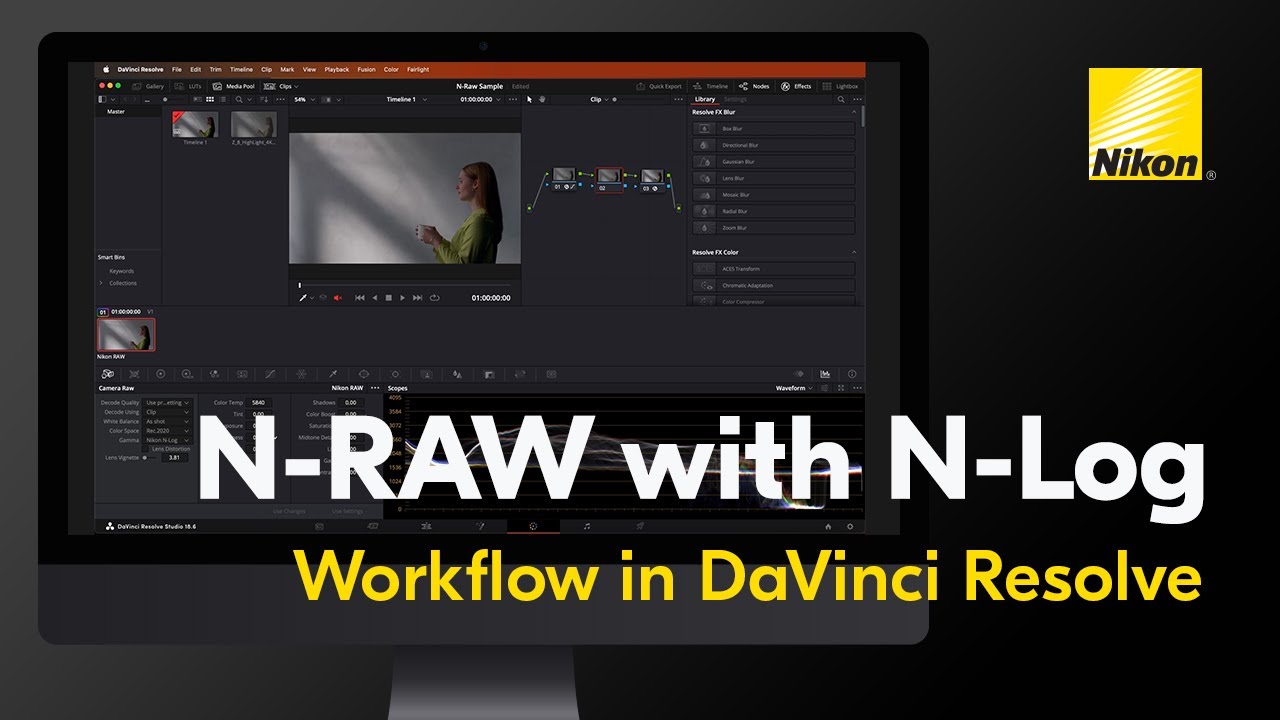 How to Color Grade Nikon N-RAW with N-Log in DaVinci Resolve - YouTube