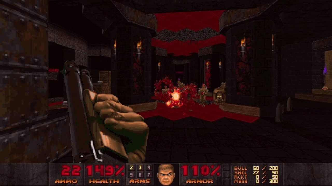 Doom II - Crimson Horror - MAP01: Underdark (Ultra-Violence 100%) - YouTube