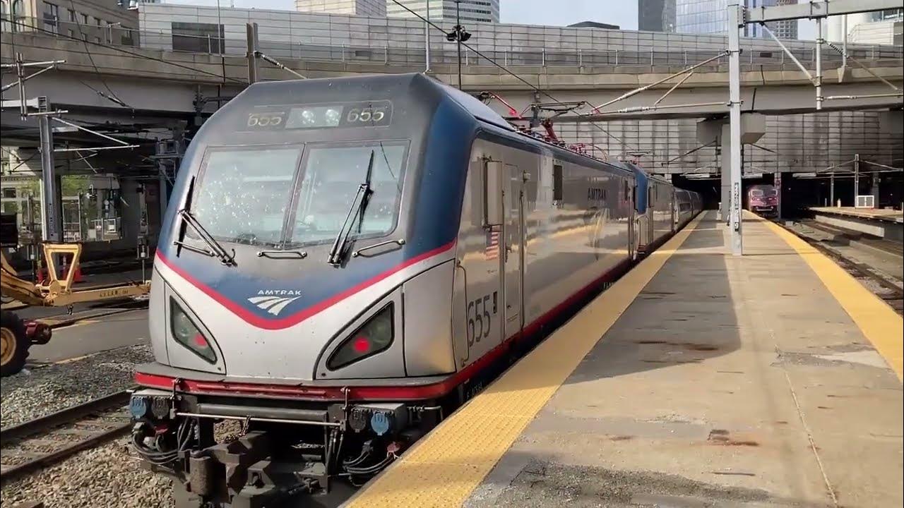 Amtrak Northeast Regional Trains in Boston - YouTube