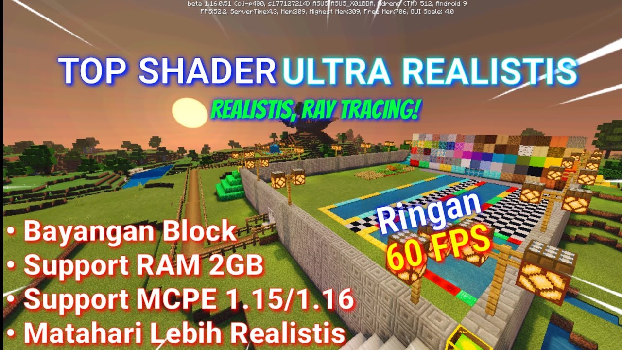TOP SHADER ULTRA REALISTIS || Ray Tracing, RTX || MCPE 1.15/1.16 - YouTube