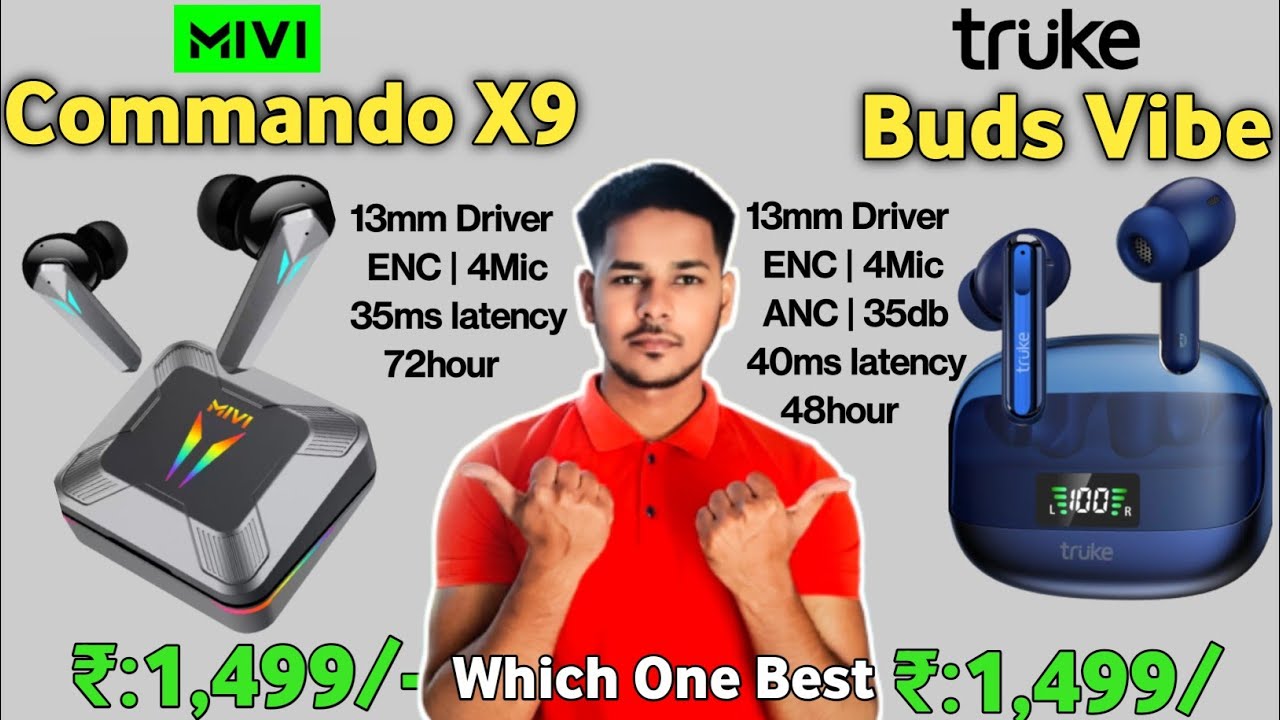 Mivi Commando X9 Vs Truke Buds Vibe 🔥| 13mm Driver⚡| ANC🔥| Gaming Earbuds🔥| mivi buds vs truke ...