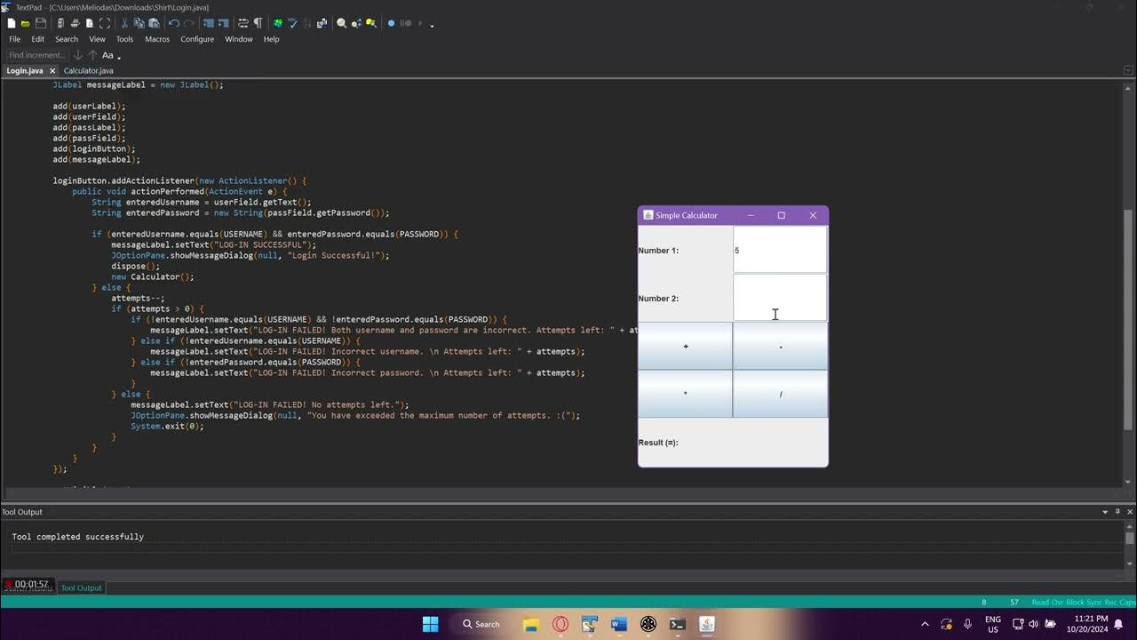 CPE202: ACTIVITY #2 - LOGIN ACCOUNT | SIMPLE CALCULATOR | Program Simulation - YouTube