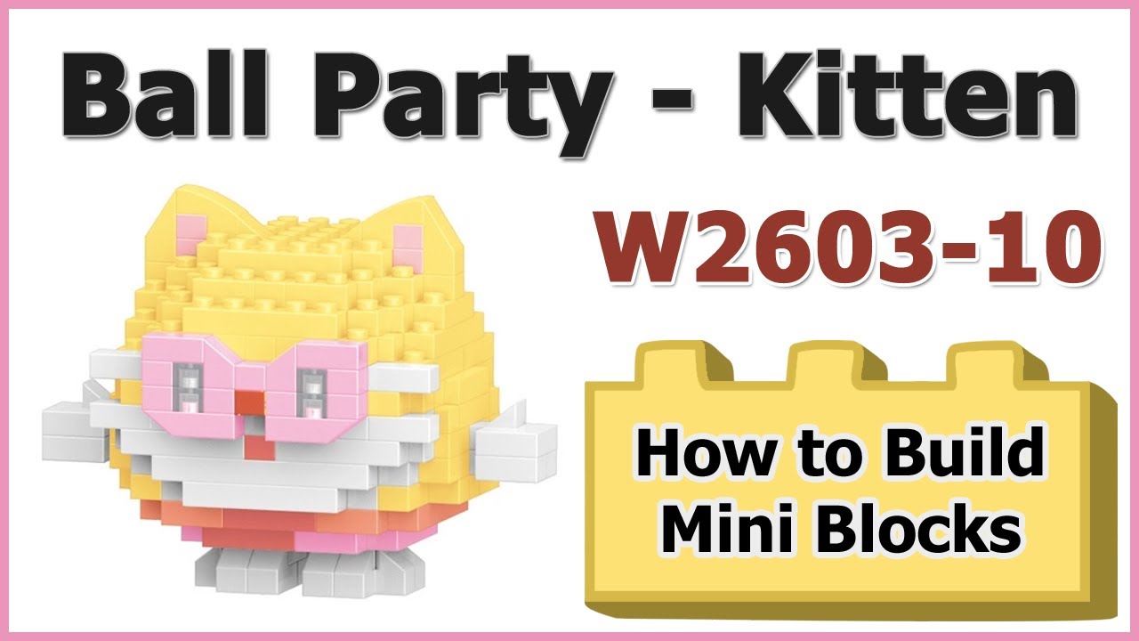 How to Build Mini Blocks Ball Party Kitten W2603-10 Review Instructions ...