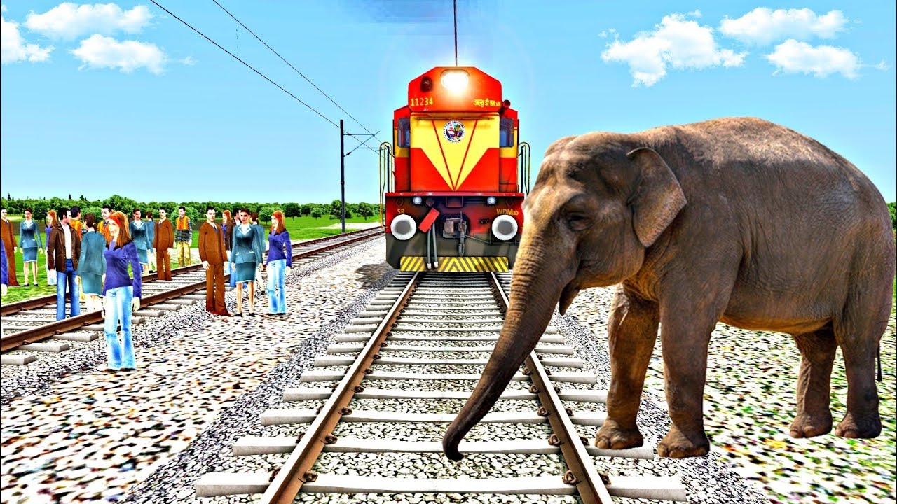 Angry Elephant STops Train And EScapeS In Train Simulator MAN VS ...