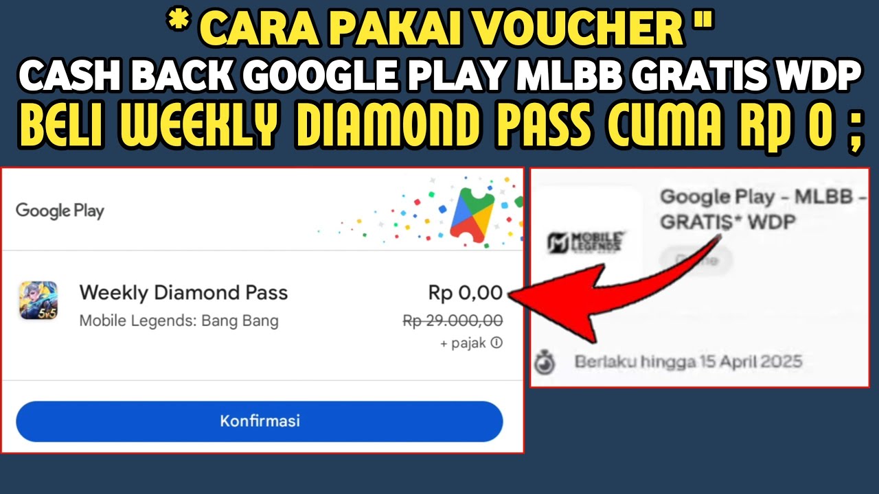 VOUCHER CASH BACK 100% GOPAY GOOGLE PLAY MLBB GRATIS WDP | BELI WEEKLY DIAMOND PASS CUMA Rp 0 ...
