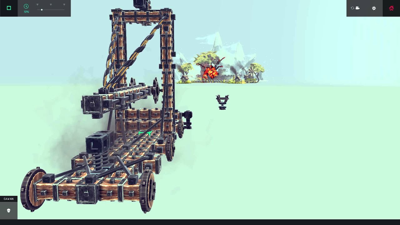 Besiege Simple Long Range Catapult - YouTube