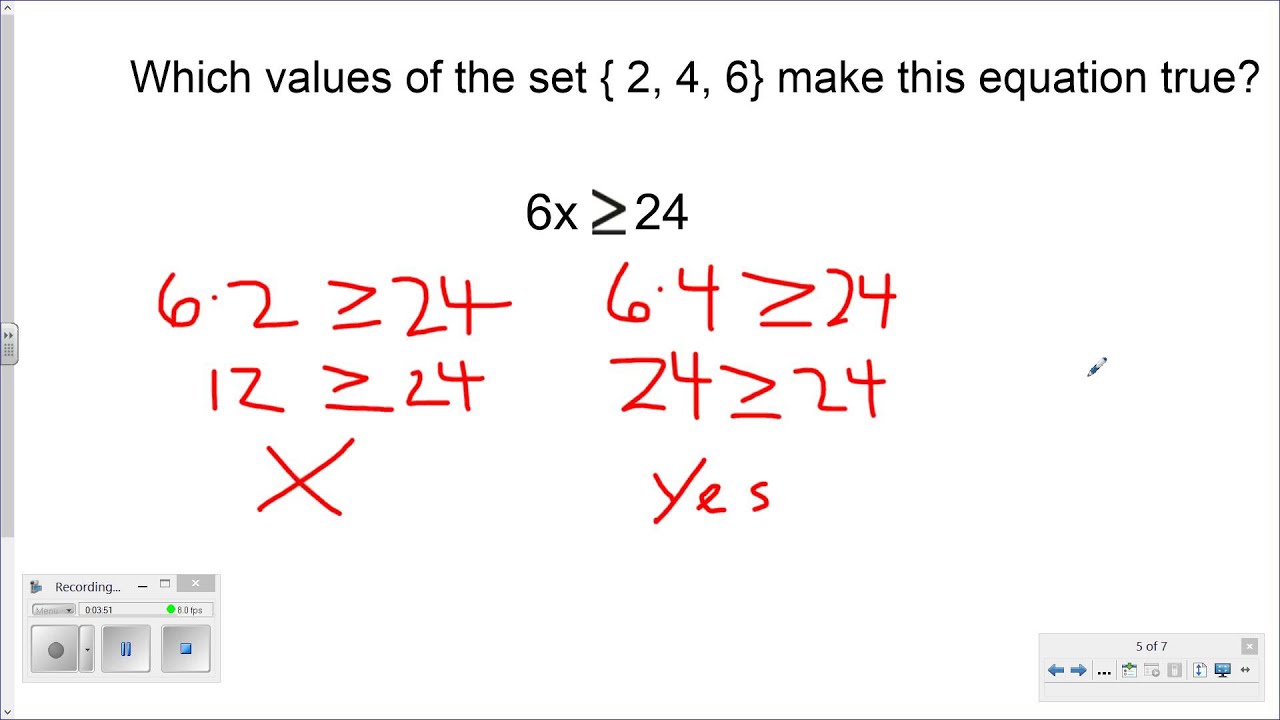 6 EE 5 Solutions Of Inequalities YouTube
