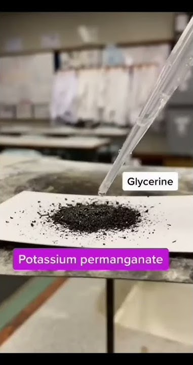 Chemistry reaction - potassium permaganant reacts with glycerin- by our ...
