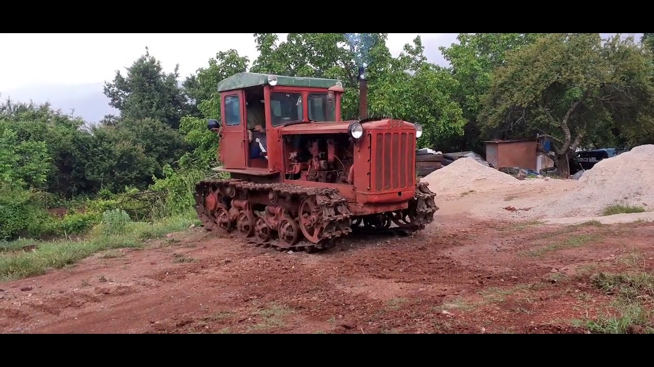Starting DT-75 tractor - YouTube