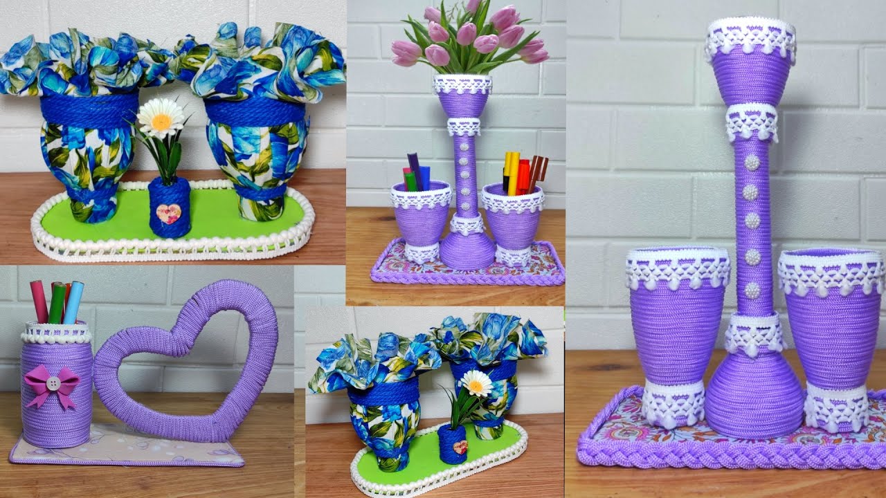 3 Waste Material Craft deas/Plastic Bottle Craft DIY Pen Holder - YouTube