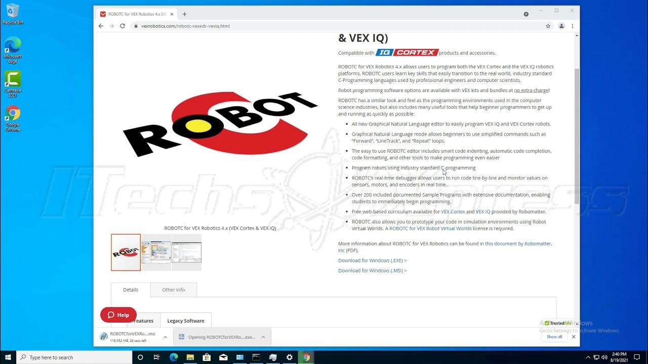 (PLTW) Project Lead the Way - How to Download and Install ROBOTC for VEX Robotics - August 2021 ...