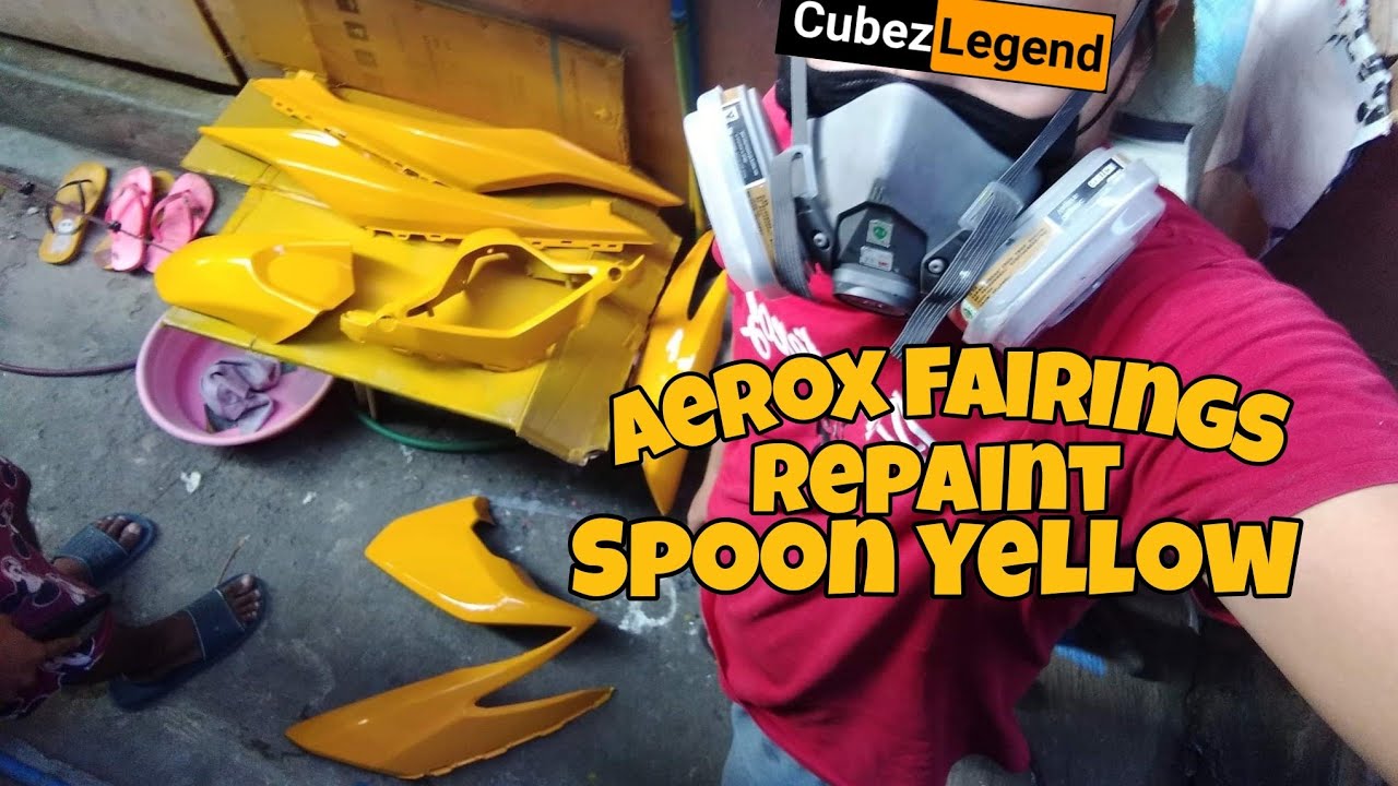Aerox fairings repaint spoon yellow - YouTube