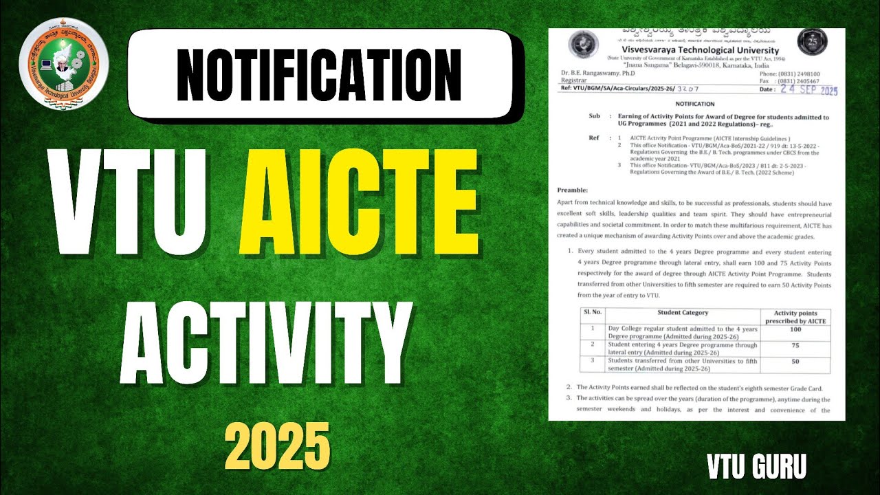 VTU AICTE Activities Notification | VTU Notification 2025 | VTU ...