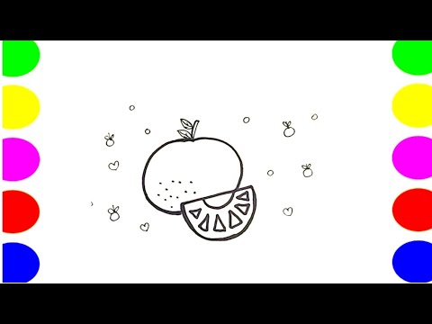 How To Draw cute Tangerine Drawing, Painting & Coloring For Kids and ...