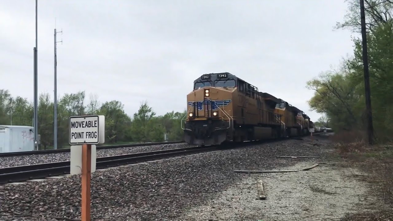 UP ES44 leads 7 locomotive Power Move/ Manifest - YouTube