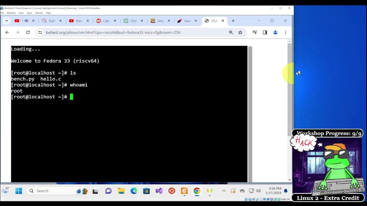 HackerFrogs AfterSchool - Beginner's Cybersecurity Workshops - Linux Operations 2 - Extra Credit ...