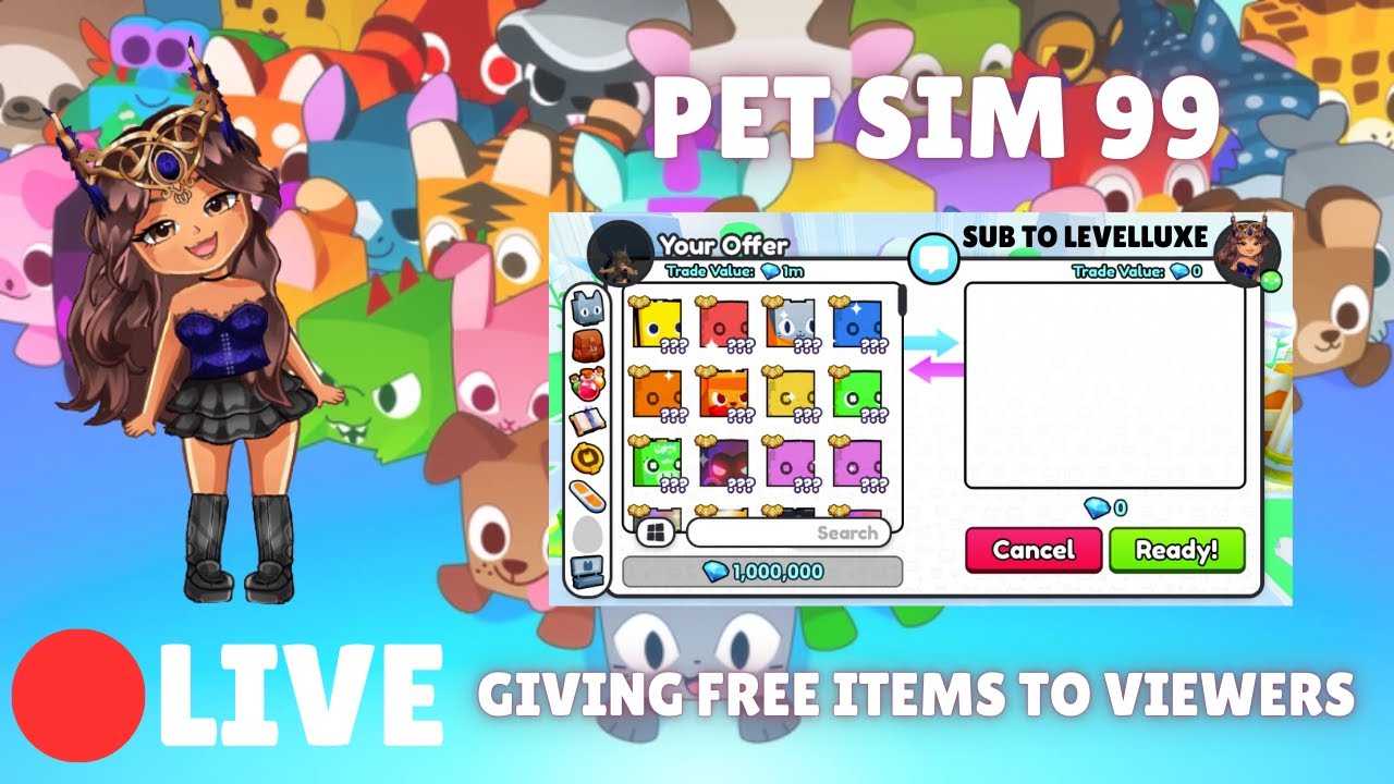 🔴 PET SIM 99 LIVE | GIVING FREE ITEMS TO VIEWERS (QUICK STREAM) - YouTube