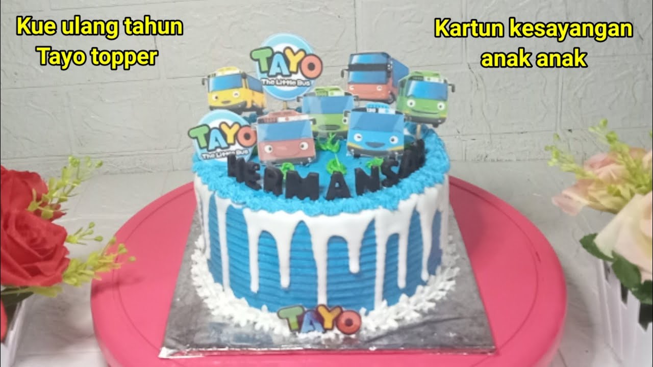 Kue ulang tahun Tayo topper - YouTube