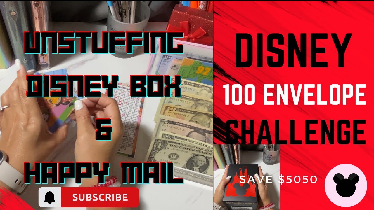 100 Envelope Challenge | Unboxing Disney Box Early | Opening Happy Mail ...