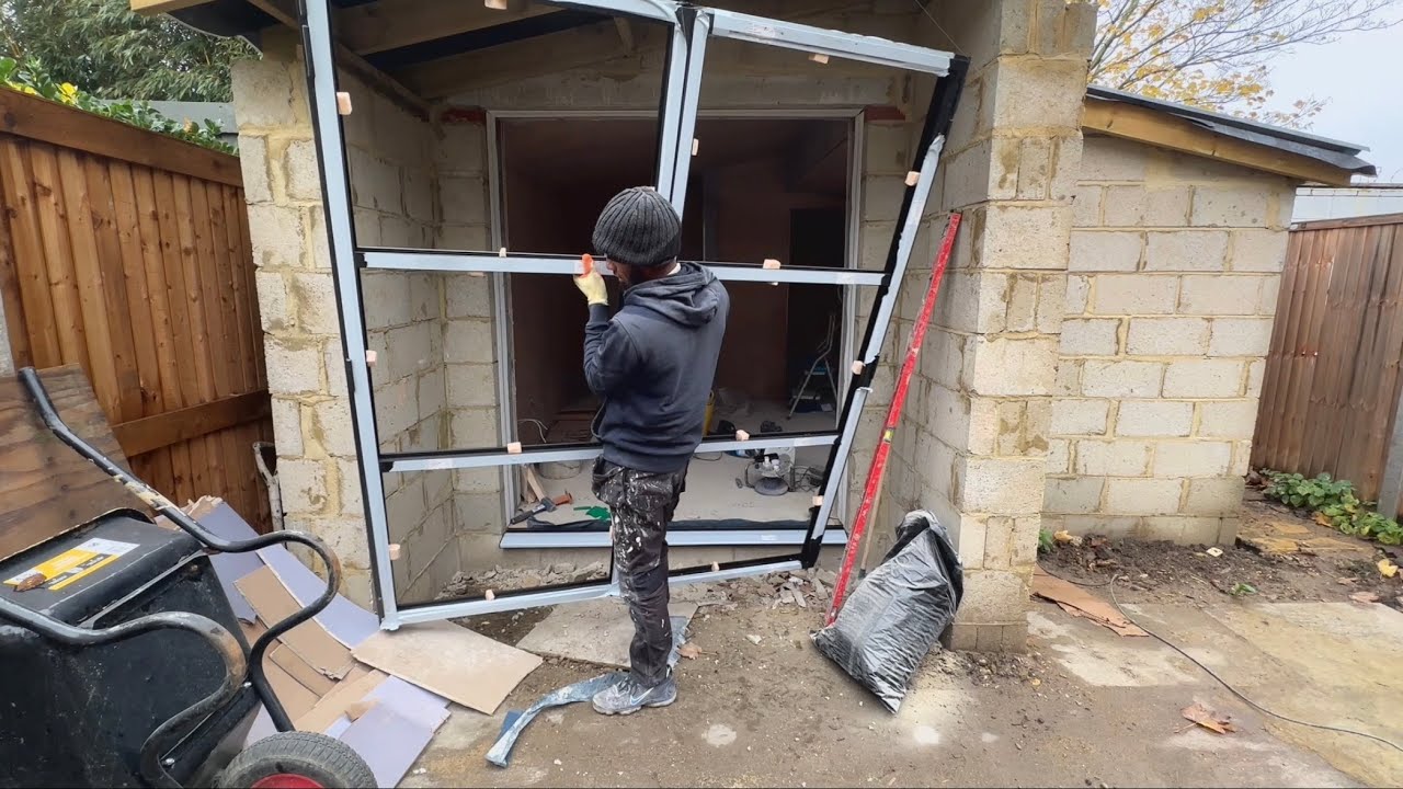 Modern Garden house - Ep 25 - Fitting the door and window - YouTube