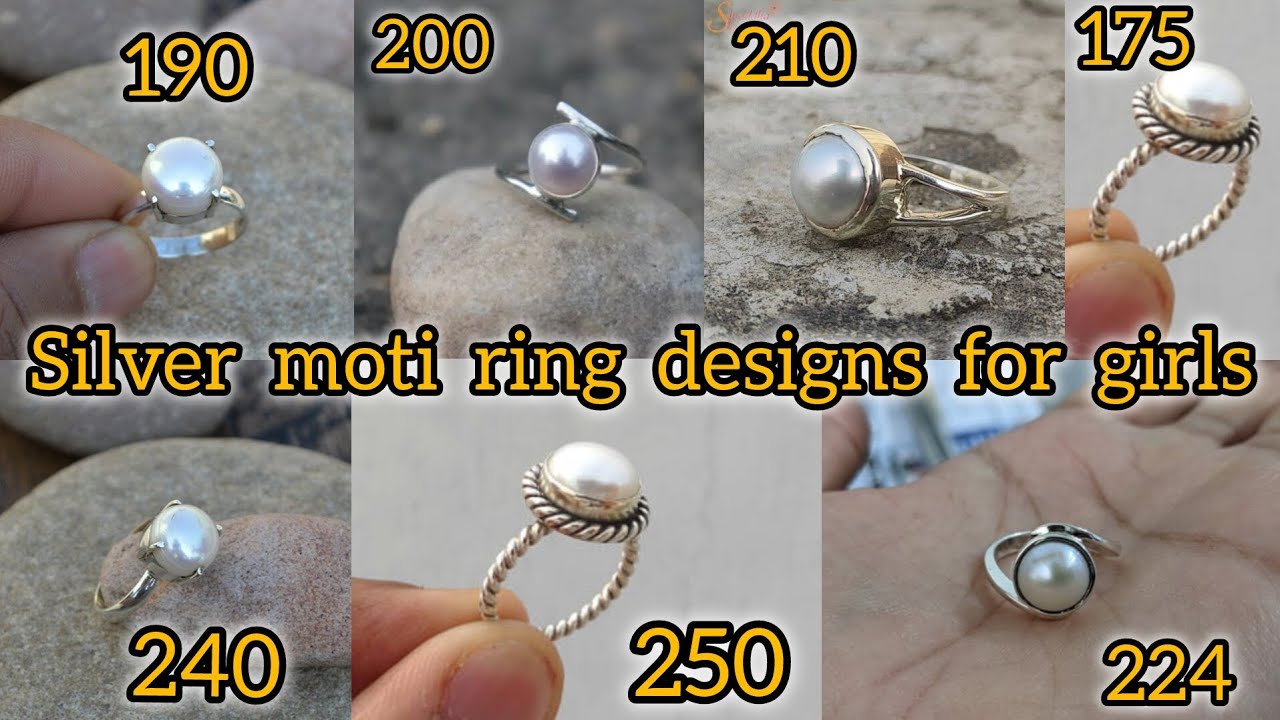 Silver moti ring designs for girls 2024 || Stone ring designs || Price ...