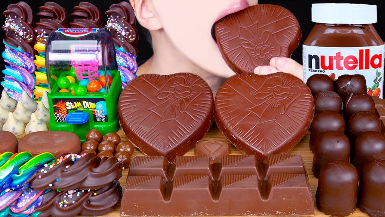 ASMR KINDER KITKAT CHOCOLATE ICE CREAM PARTY NUTELLA TWIX DESSERT ...