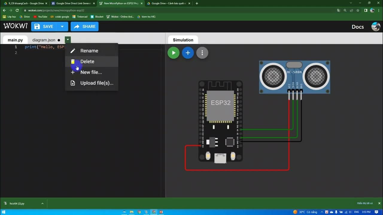 [micropython với ESP32] hướng dẫn sử dụng cảm biến khoảng cách HC-SR04 bằng micropython ESP32 ...
