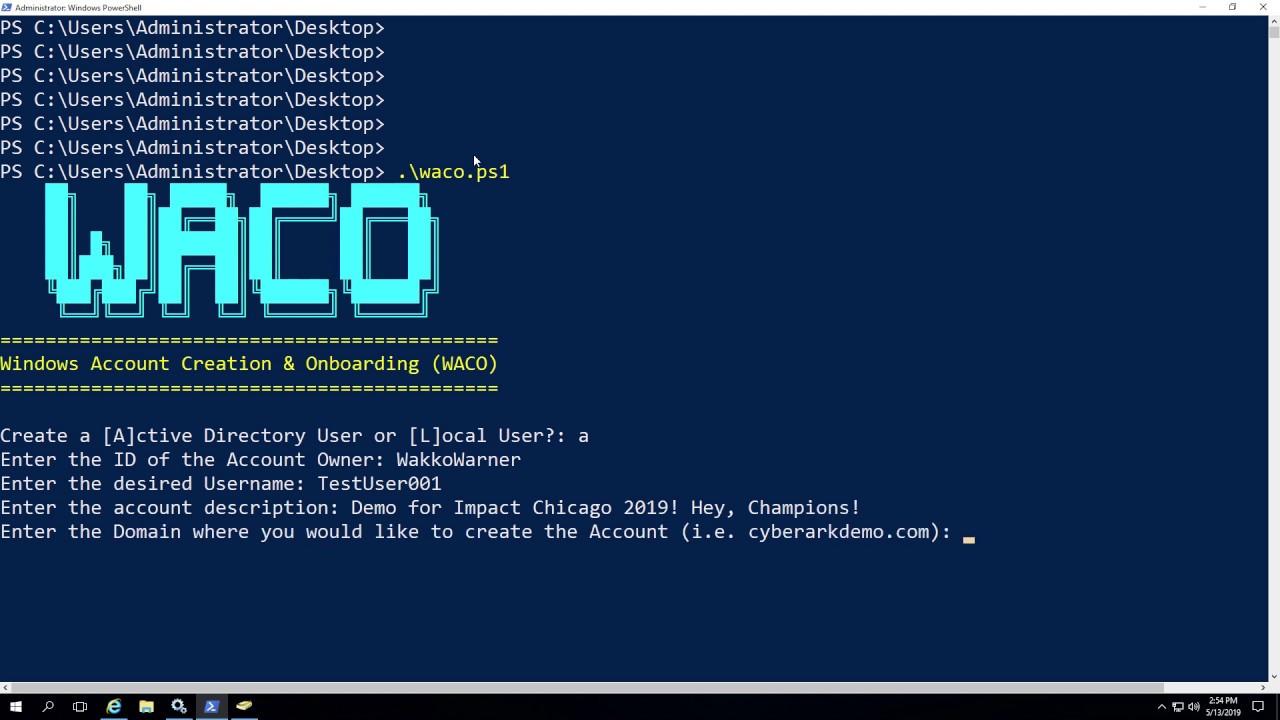 WACO - Windows Account Creation & Onboarding for CyberArk - YouTube