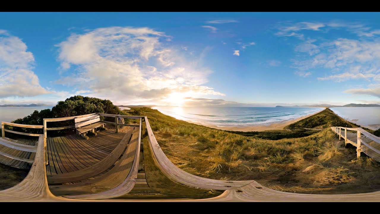 360° STOCK VIDEO 4K | Sunrise On Viewing Platform Overlooking The Ocean ...