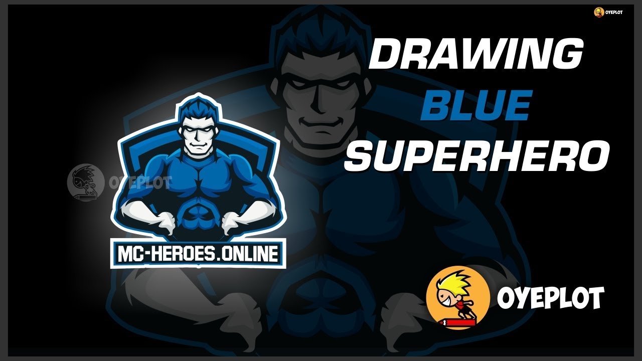 drawing blue superhero cartoon character oyeplot - YouTube