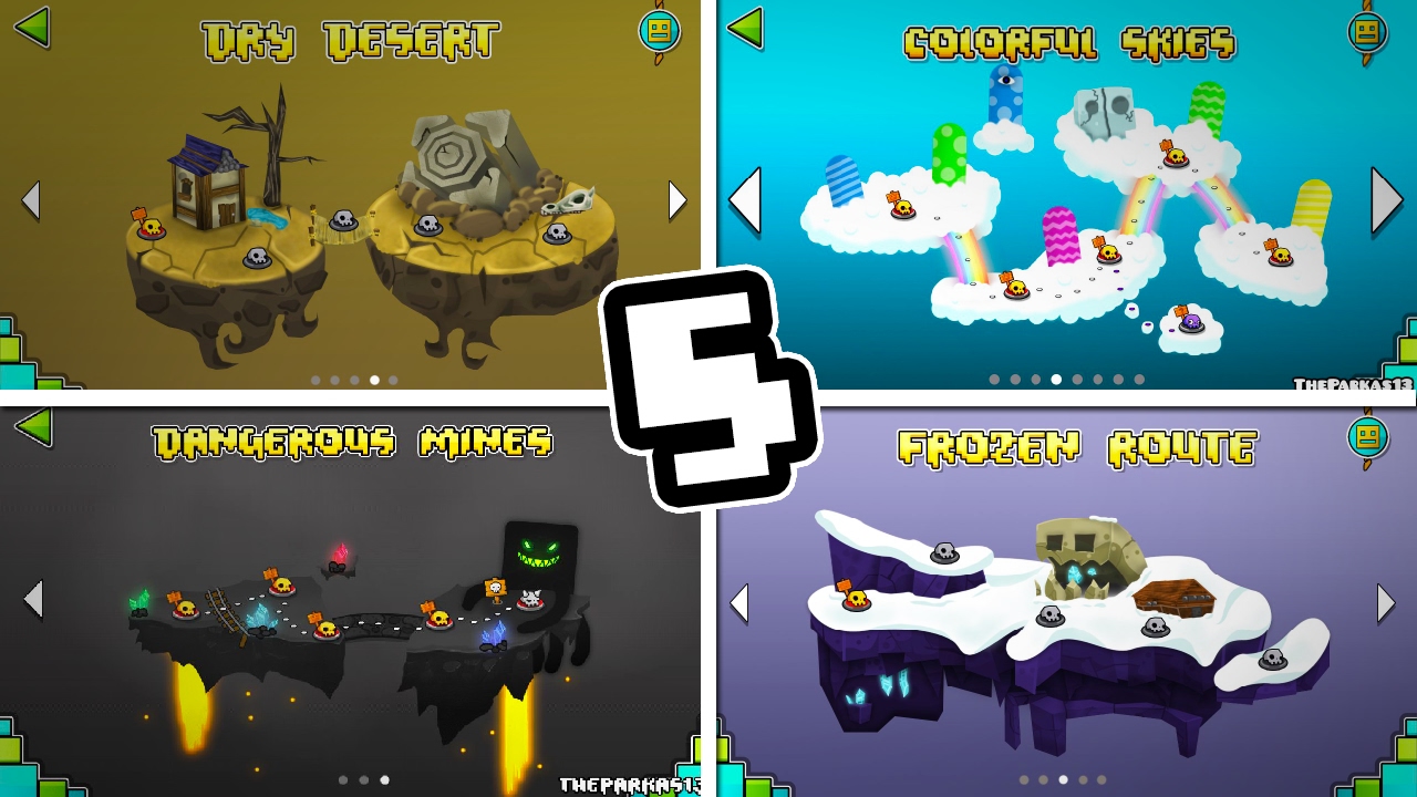 TOP 5 MEJORES NUEVAS ISLAS GEOMETRY DASH WORLD! [Fan-Mades] | Geometry ...