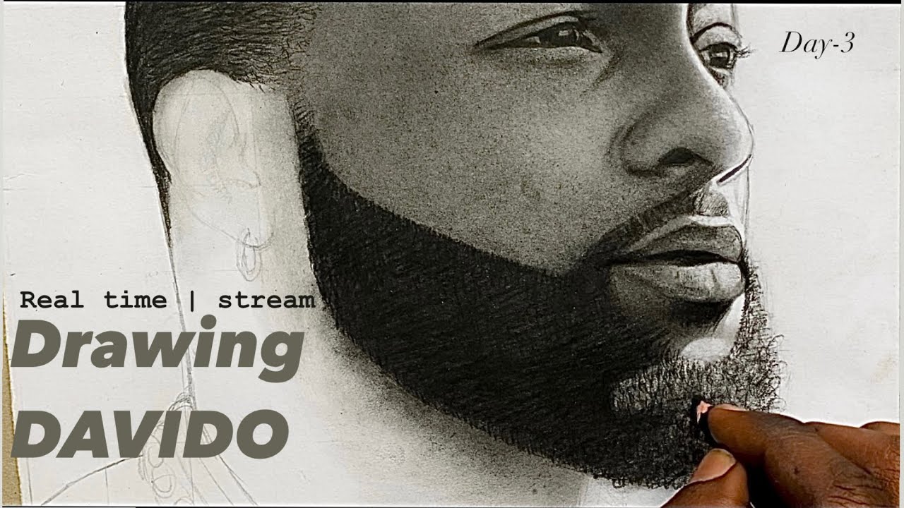 Drawing DAVIDO | shading the beard | day-3 | Toryart - YouTube