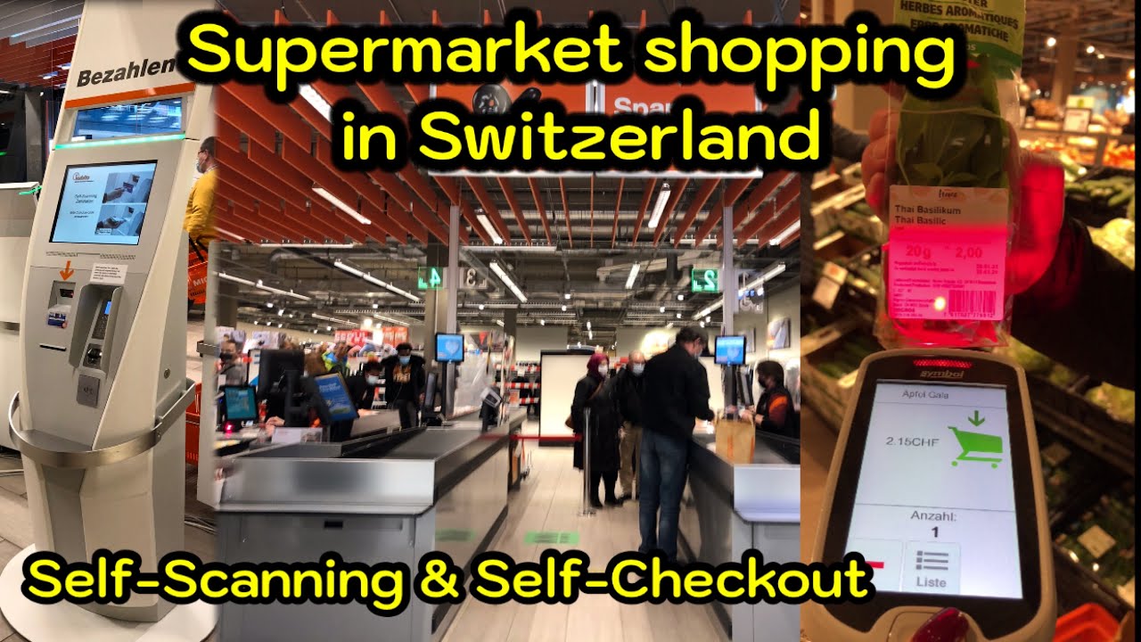 Supermarket shopping in Switzerland Self-Scanning & Self-Checkout - YouTube