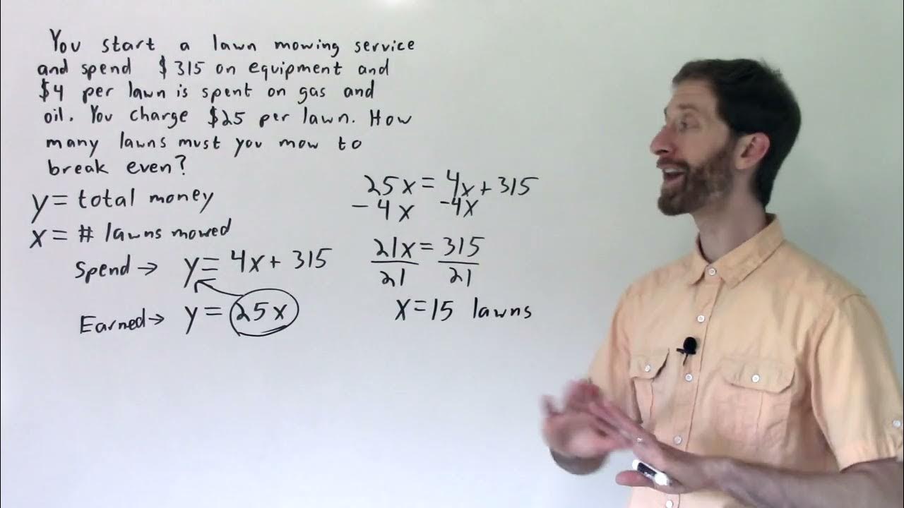 7 4 Video 1 Systems of Equations Break Even Word Problems - YouTube