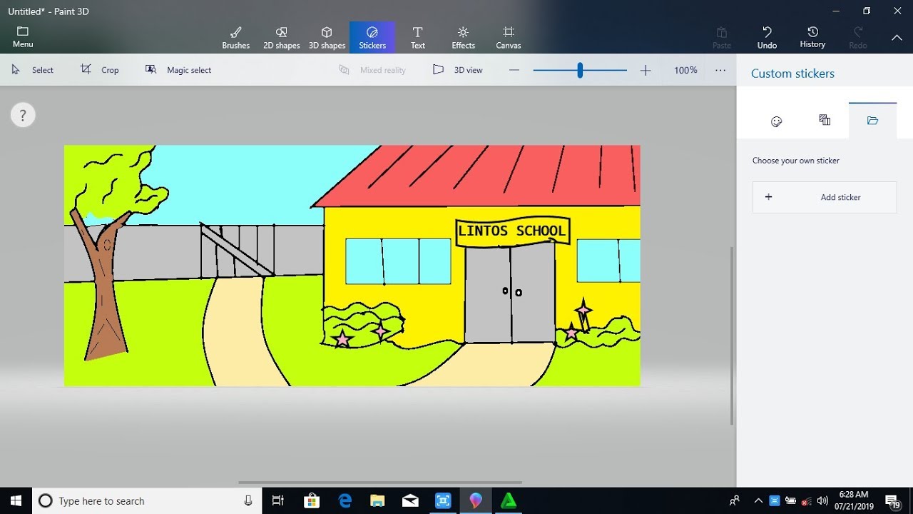 drawing a school and its environment for pupils - YouTube