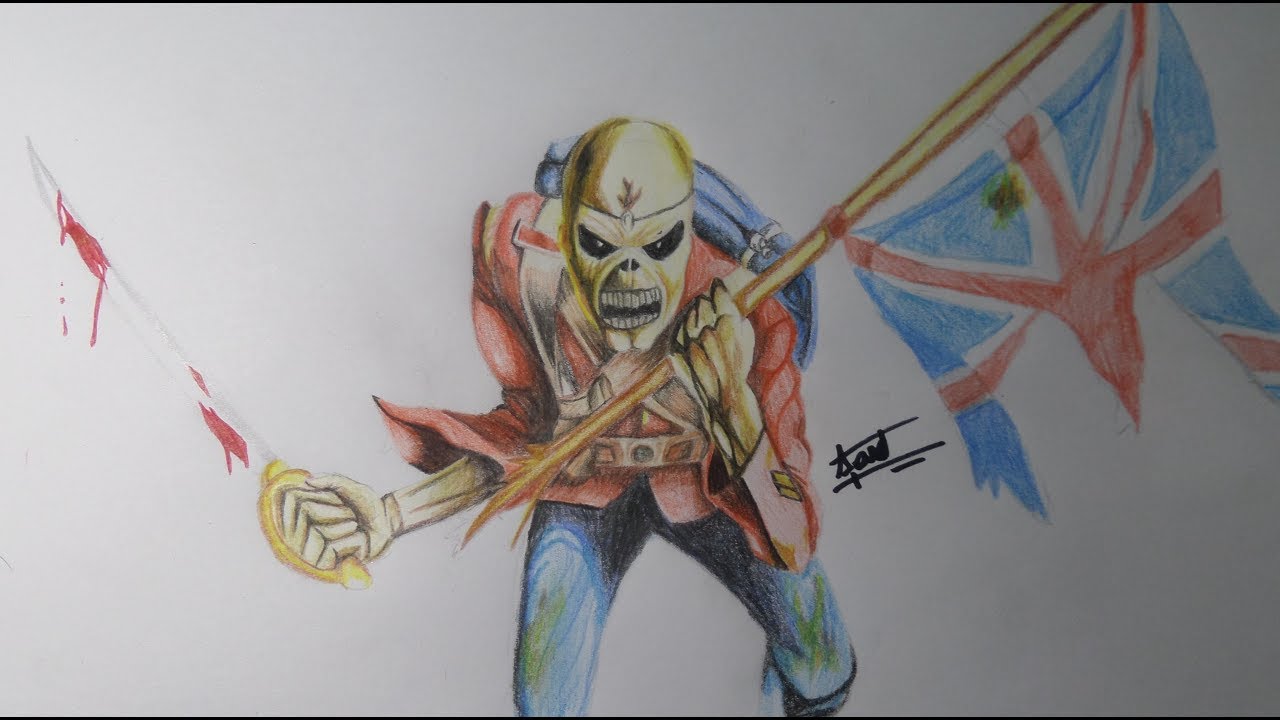 Speed drawing, dibujando a EDDIE de iron maiden - YouTube