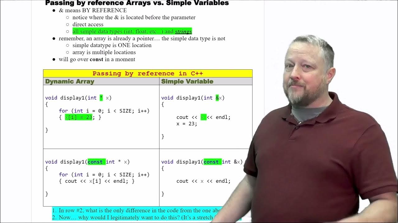 13 - Passing by reference Arrays vs. Simple Variables - YouTube