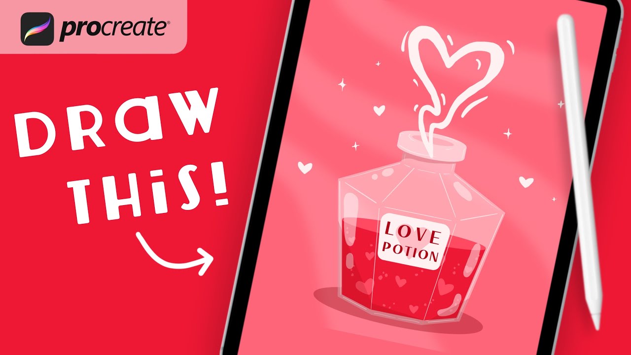 Procreate Step by Step Tutorial - Love Potion - Valentine's Day Illustration - YouTube